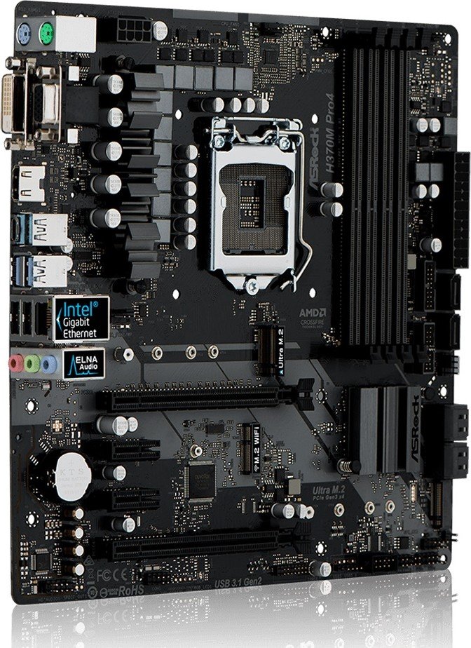 Материнская плата ASRock H370M Pro4 s-1151 H370 купить | Elmir - цена ...