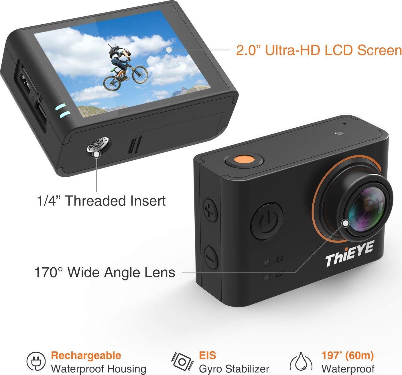 Экшн-камера ThiEYE T3 Black купить | ELMIR - цена, отзывы, характеристики