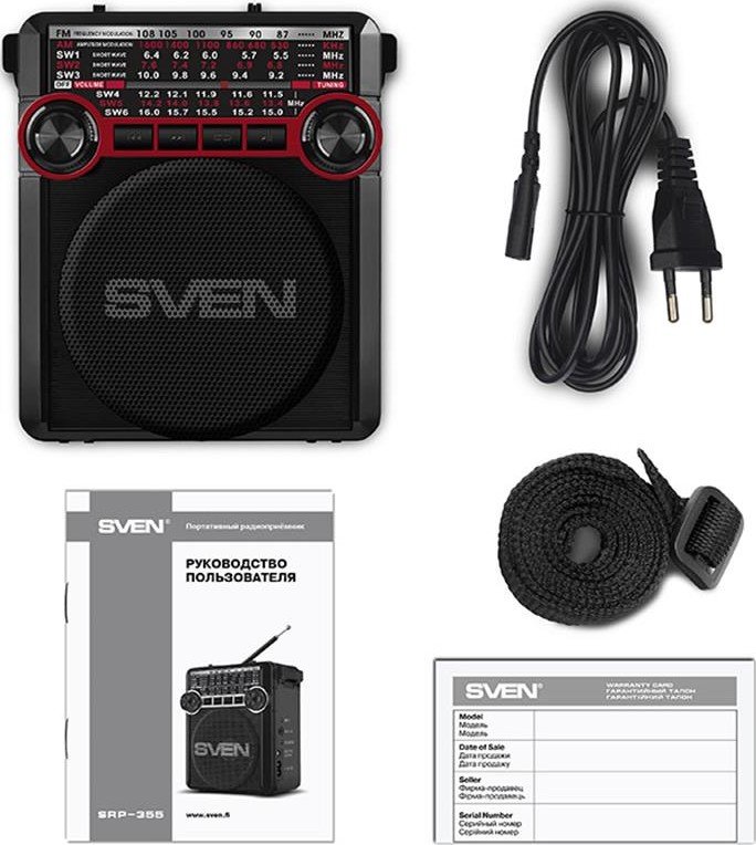 Радио Sven SRP-355 Black/Red купить | ELMIR - цена, отзывы, характеристики