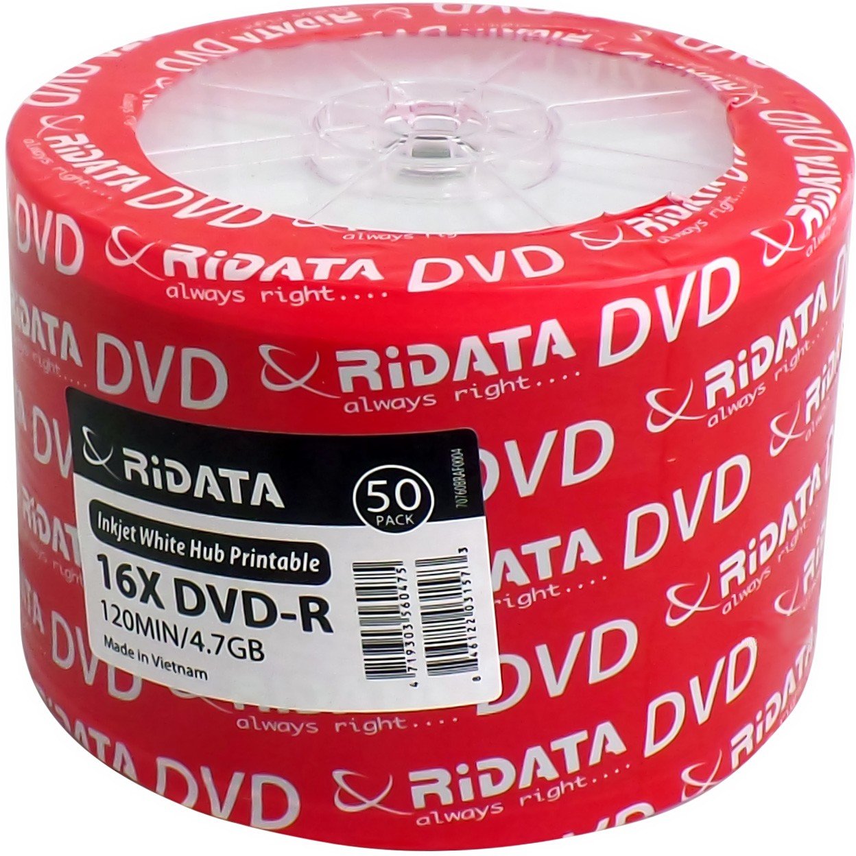 DVD-R Ridata Printable 4.7Gb 16x (50 Pack Bulk) (907WEDRRDA088) купить ...