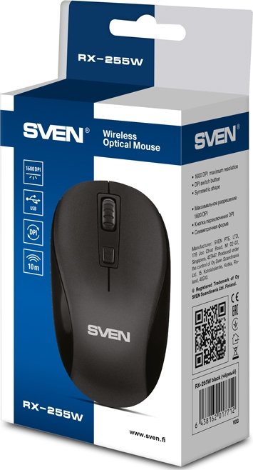 Мышь Sven RX-255W Black USB купить | ELMIR - цена, отзывы, характеристики