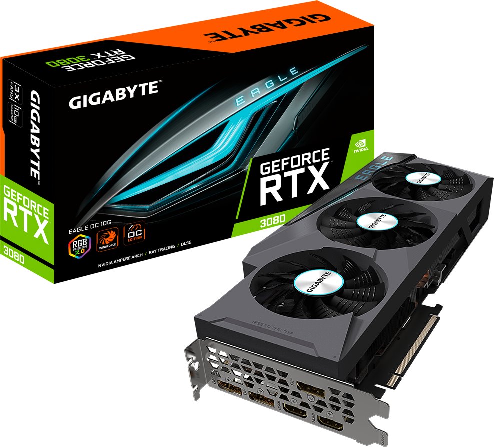 Видеокарта GigaByte PCI-E GeForce RTX3080 10GB DDR6X (GV-N3080EAGLE OC ...