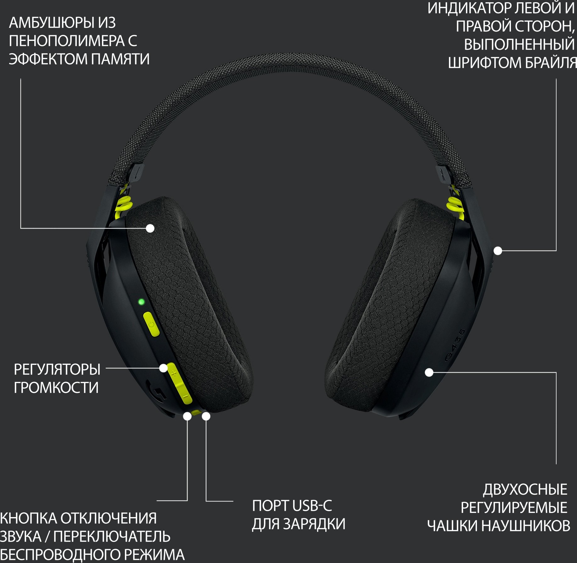 Наушники Logitech G435 Black (981-001050) купить | ELMIR - цена, отзывы ...