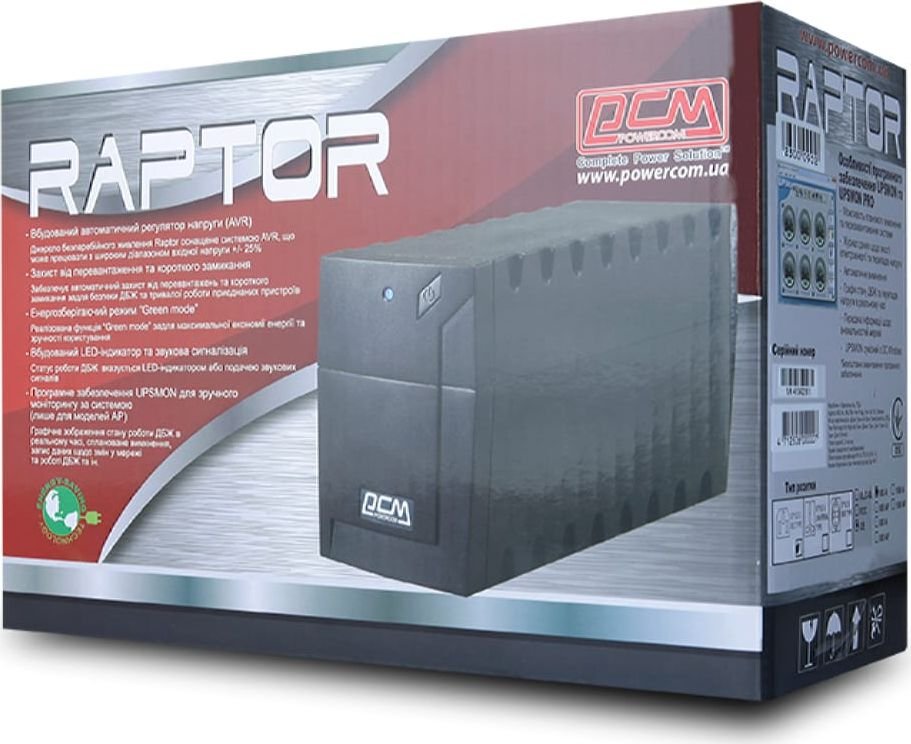 ИБП PowerCom Raptor RPT-1000A Schuko купить | ELMIR - цена, отзывы ...