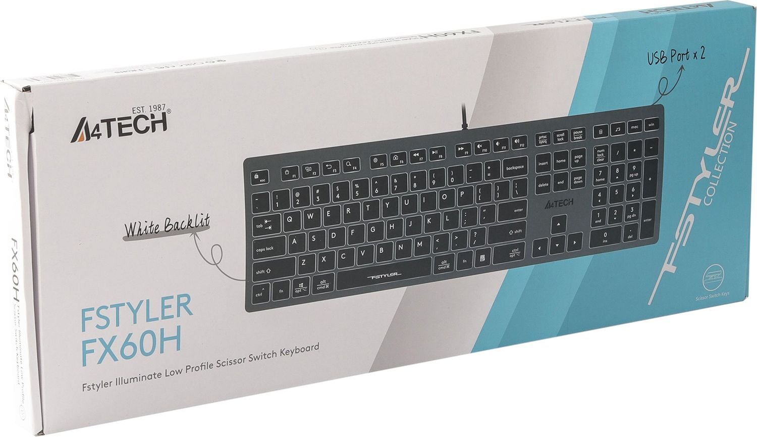 Клавиатура A4Tech Fstyler FX60H Grey/White Backlit купить | Elmir ...