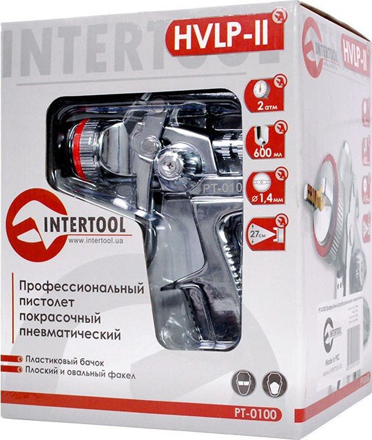 Краскораспылитель HVLP II Intertool PT-0100 купить | ELMIR - цена, отзывы, характеристики