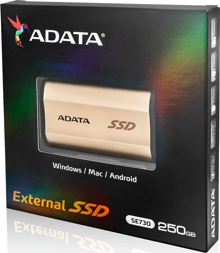 SSD-накопитель USB 250GB A-Data SE730 Metal Gold (ASE730-250GU31-CGD ...